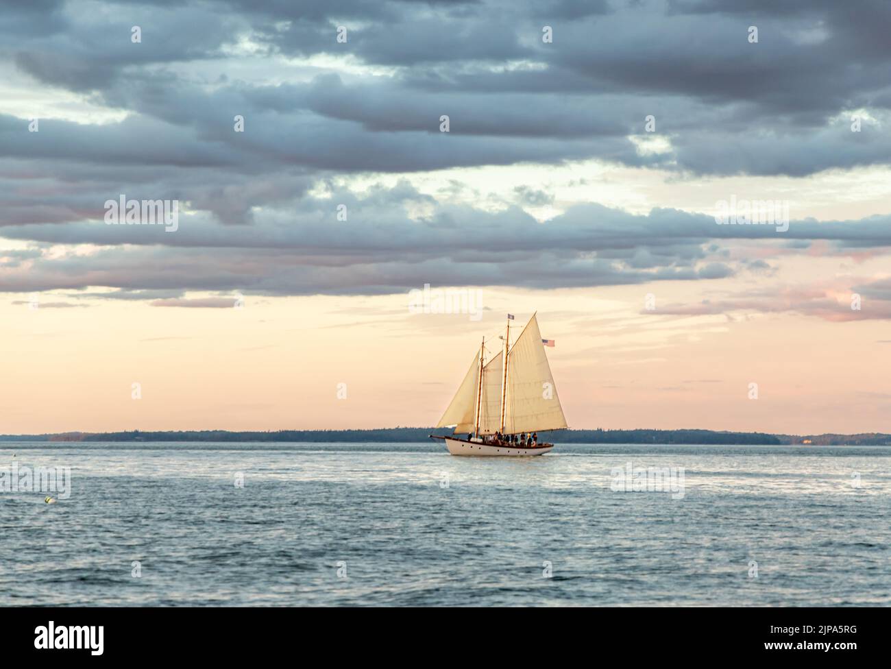 Large sail boat under sail in Camden Bay Stock Photo - Alamy