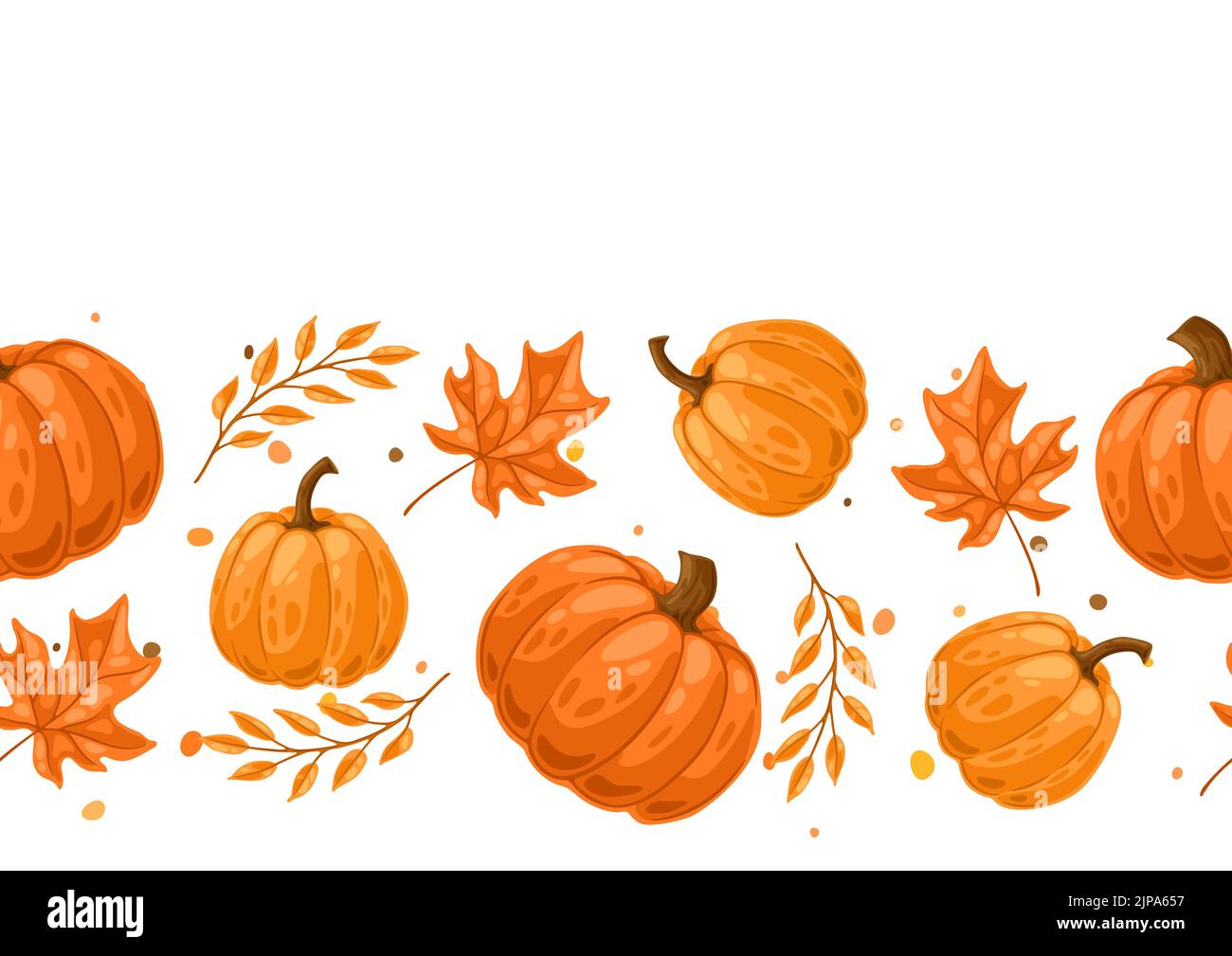 Seamless pattern with pumpkins and leaves. Decorative image of autumn ...