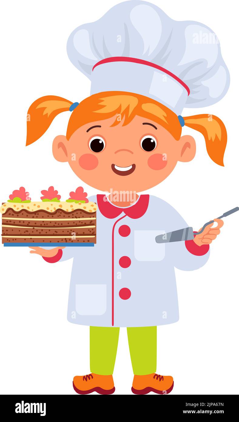 Happy cute girl chef Cut Out Stock Images & Pictures - Alamy