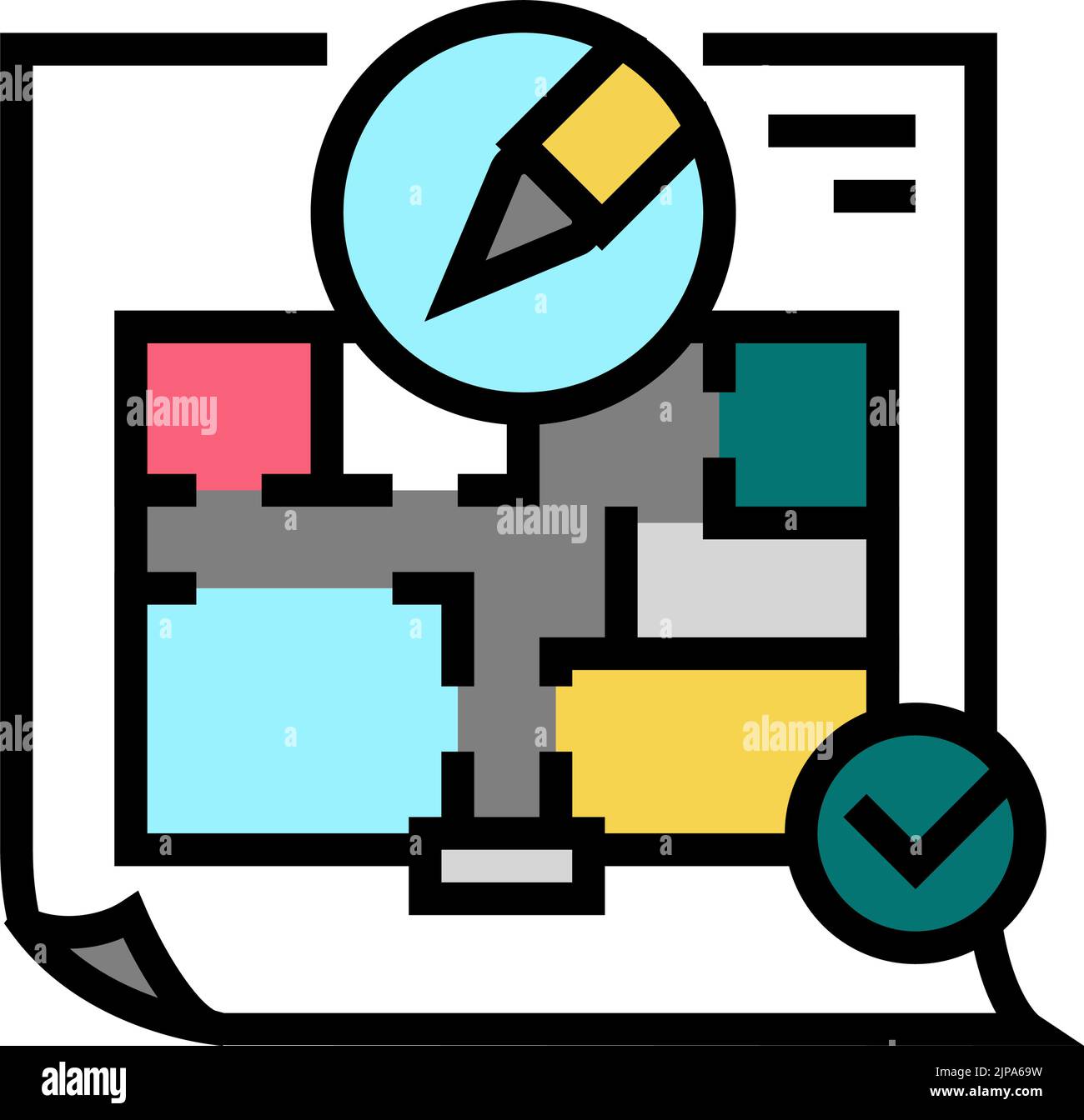 space planning room interior color icon vector illustration Stock ...
