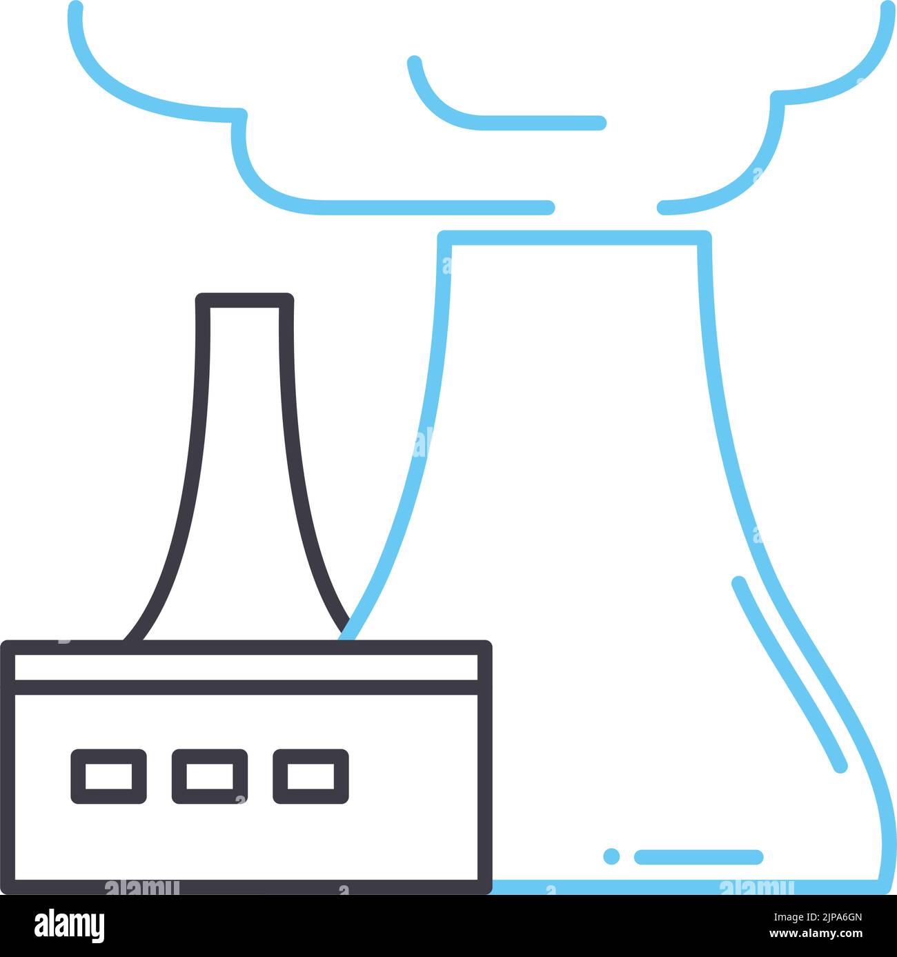 power plant station line icon, outline symbol, vector illustration ...