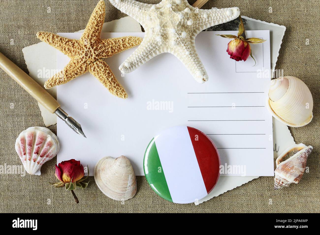Postcard from holidays in Italy. Graphic resources Stock Photo - Alamy