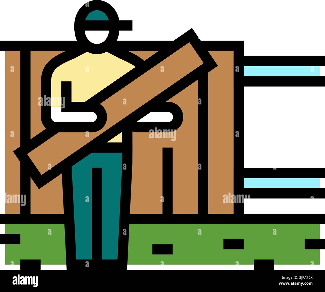 fence installation color icon vector illustration Stock Vector Image ...