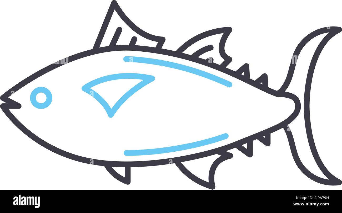 tuna line icon, outline symbol, vector illustration, concept sign Stock ...