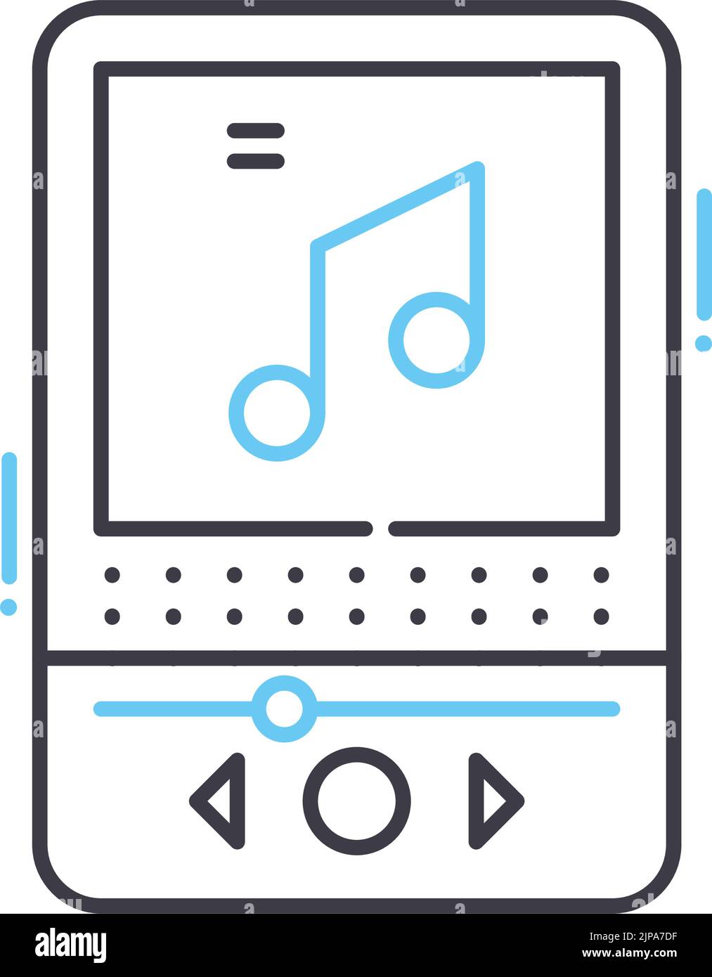 music player line icon, outline symbol, vector illustration, concept ...