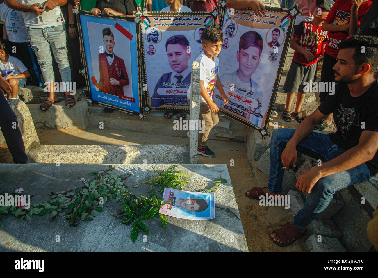 Gaza Strip, August 16, 2022. Najm family sit-in at the site of the ...