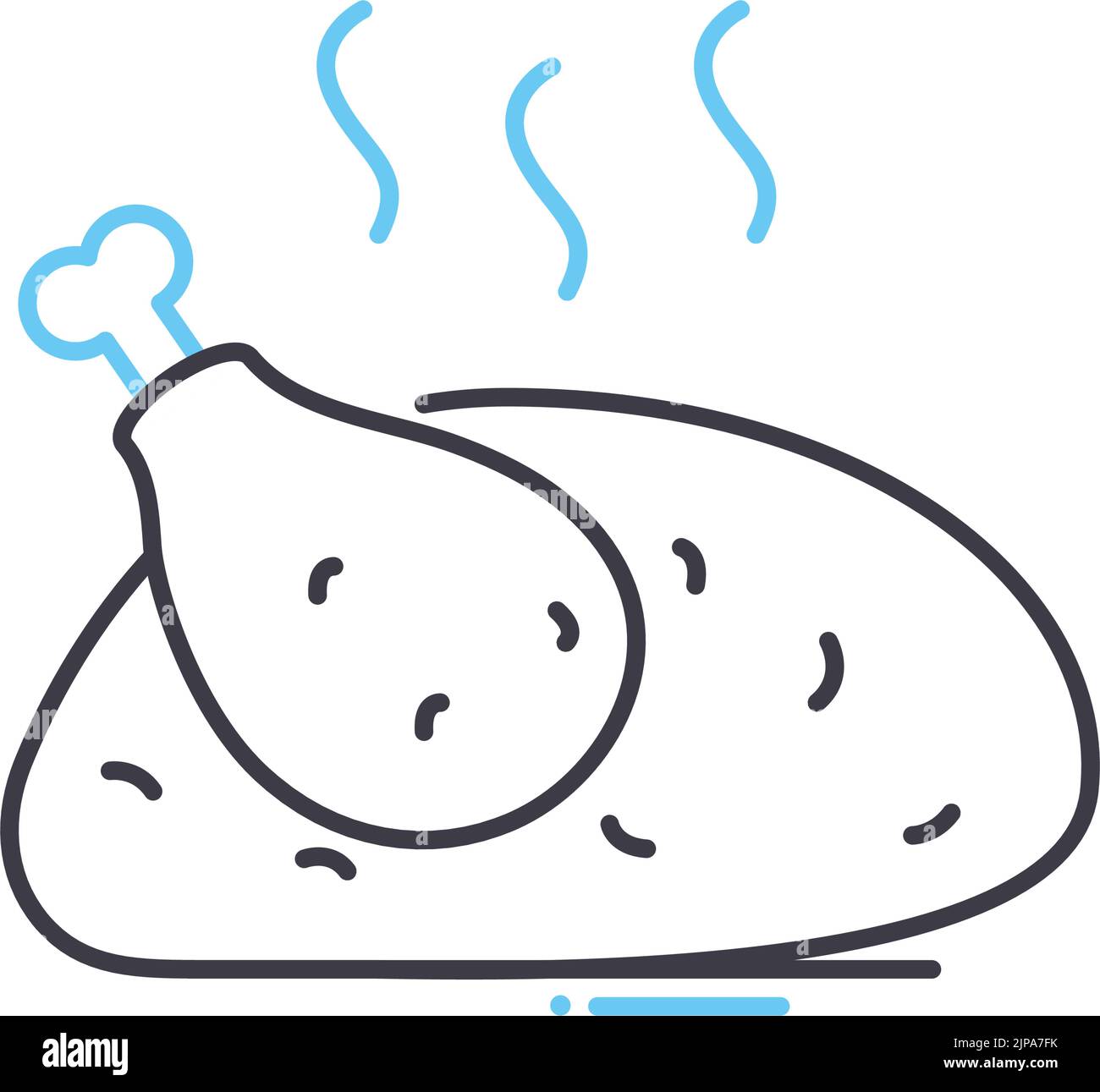 roast chicken line icon, outline symbol, vector illustration, concept ...