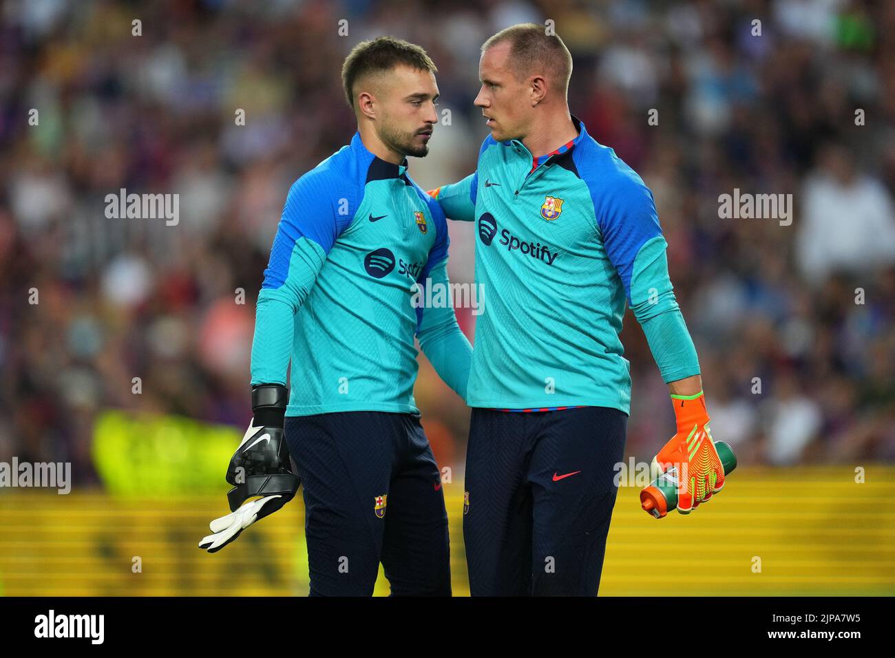 Marc-Andre Ter Stegen and Arnau Tenas of FC Barcelona during the Joan ...