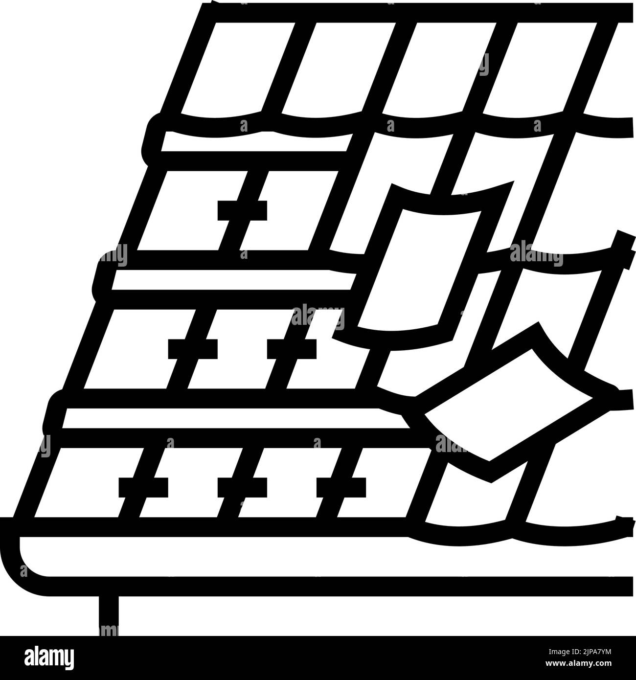 tiled roof mounting line icon vector illustration Stock Vector Image ...