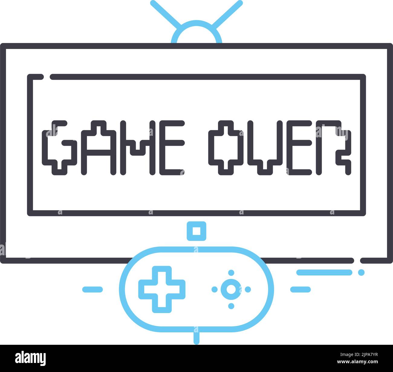game over line icon, outline symbol, vector illustration, concept sign ...