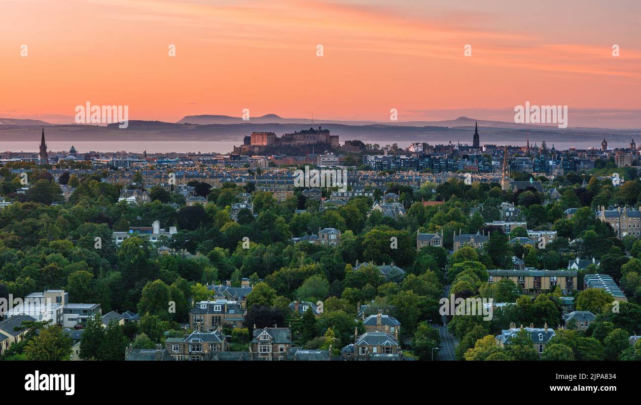 Panoramic View of the capital city of Scotland - Edinburgh Stock Photo ...