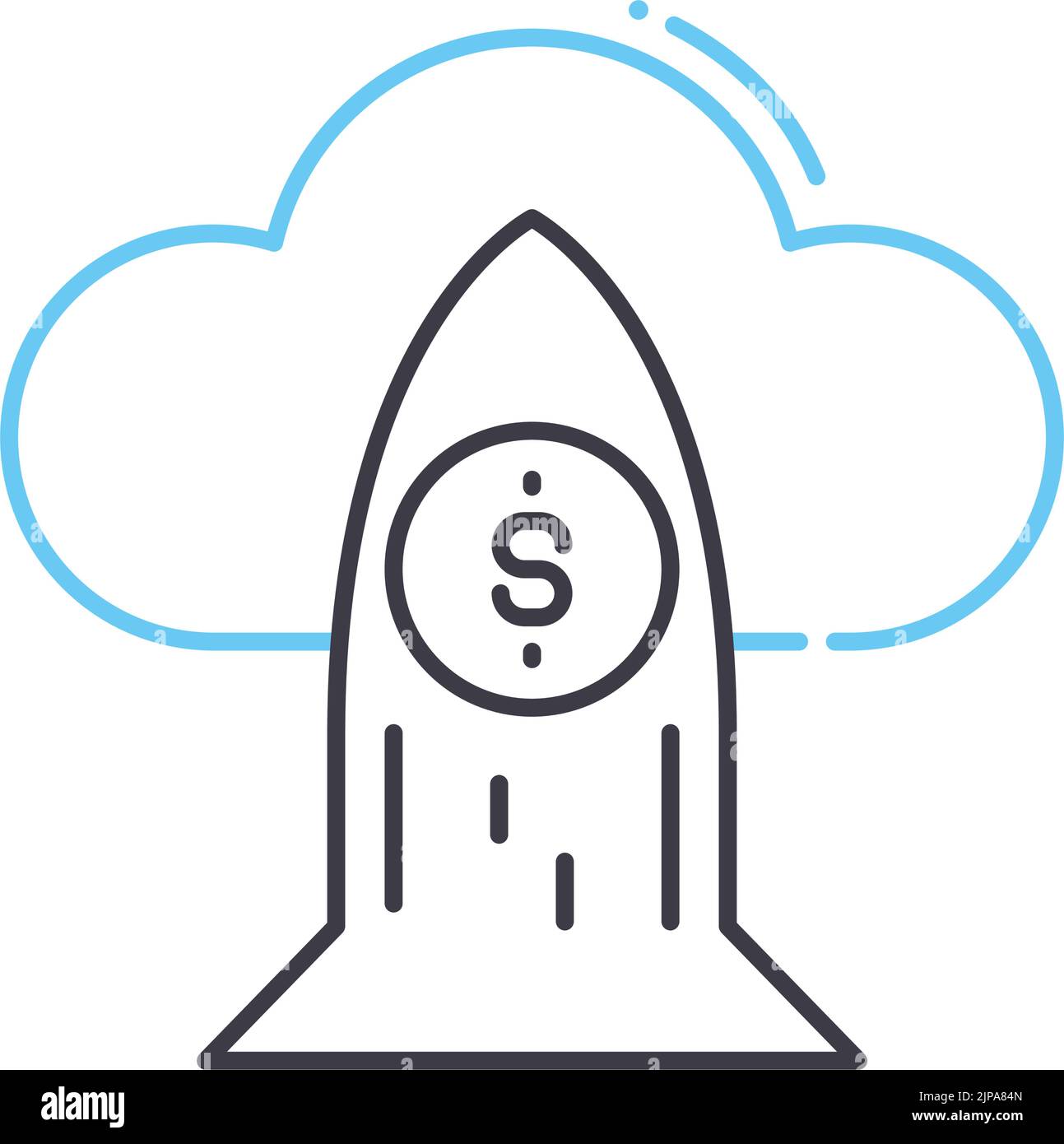 startup launch line icon, outline symbol, vector illustration, concept ...