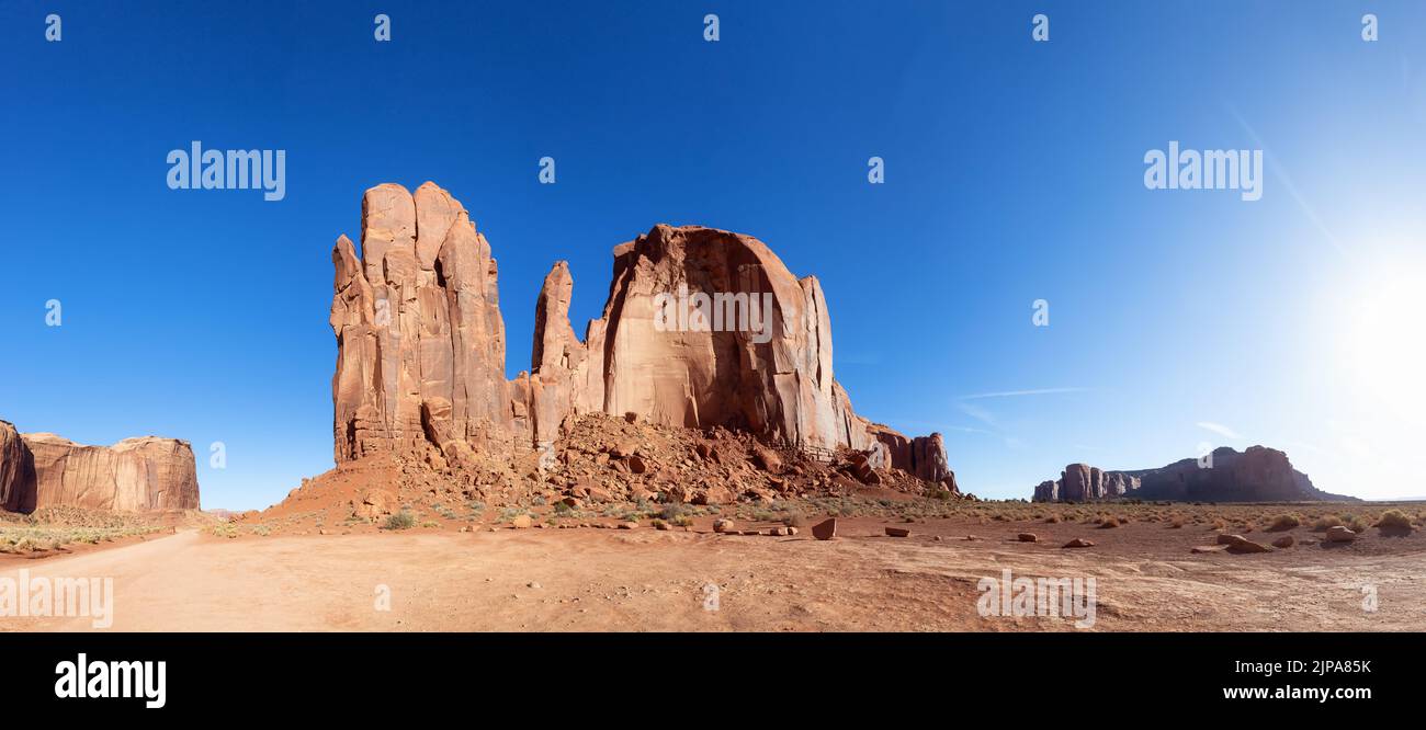 Desert Rocky Mountain American Landscape. Sunny Morning Sunrise Stock ...