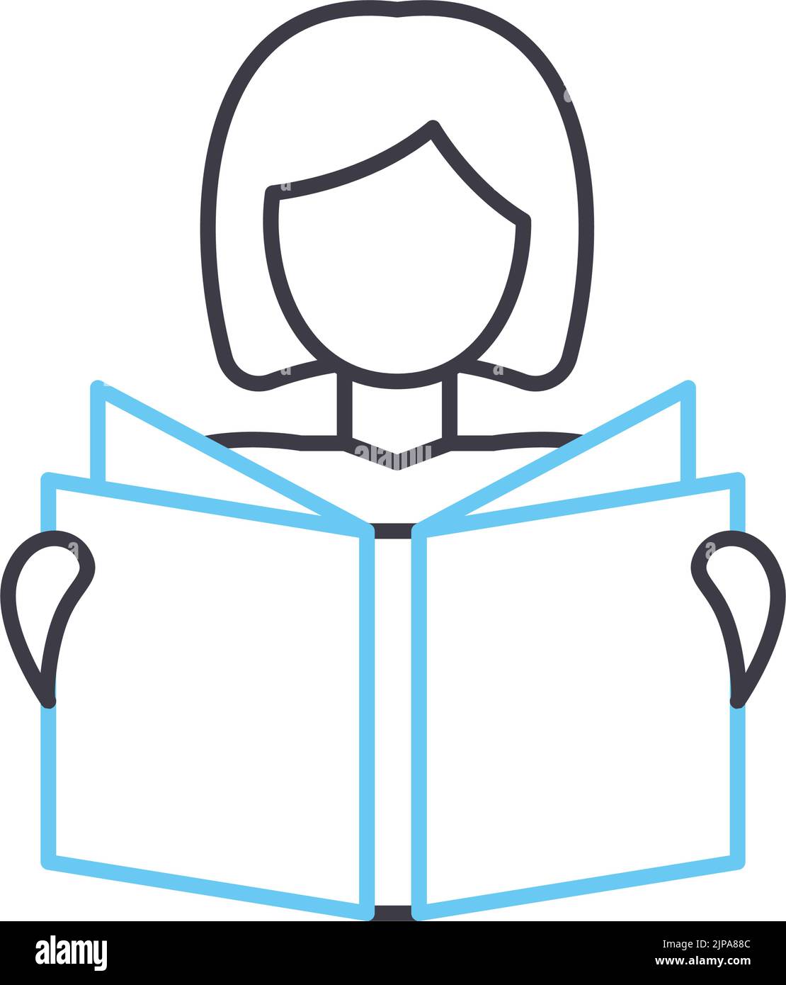 reading line icon, outline symbol, vector illustration, concept sign ...