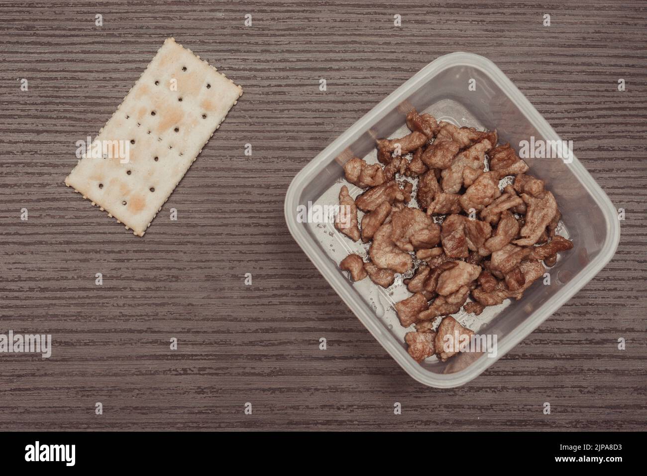 meat in pieces baked in small portion. Diet for high performance ...