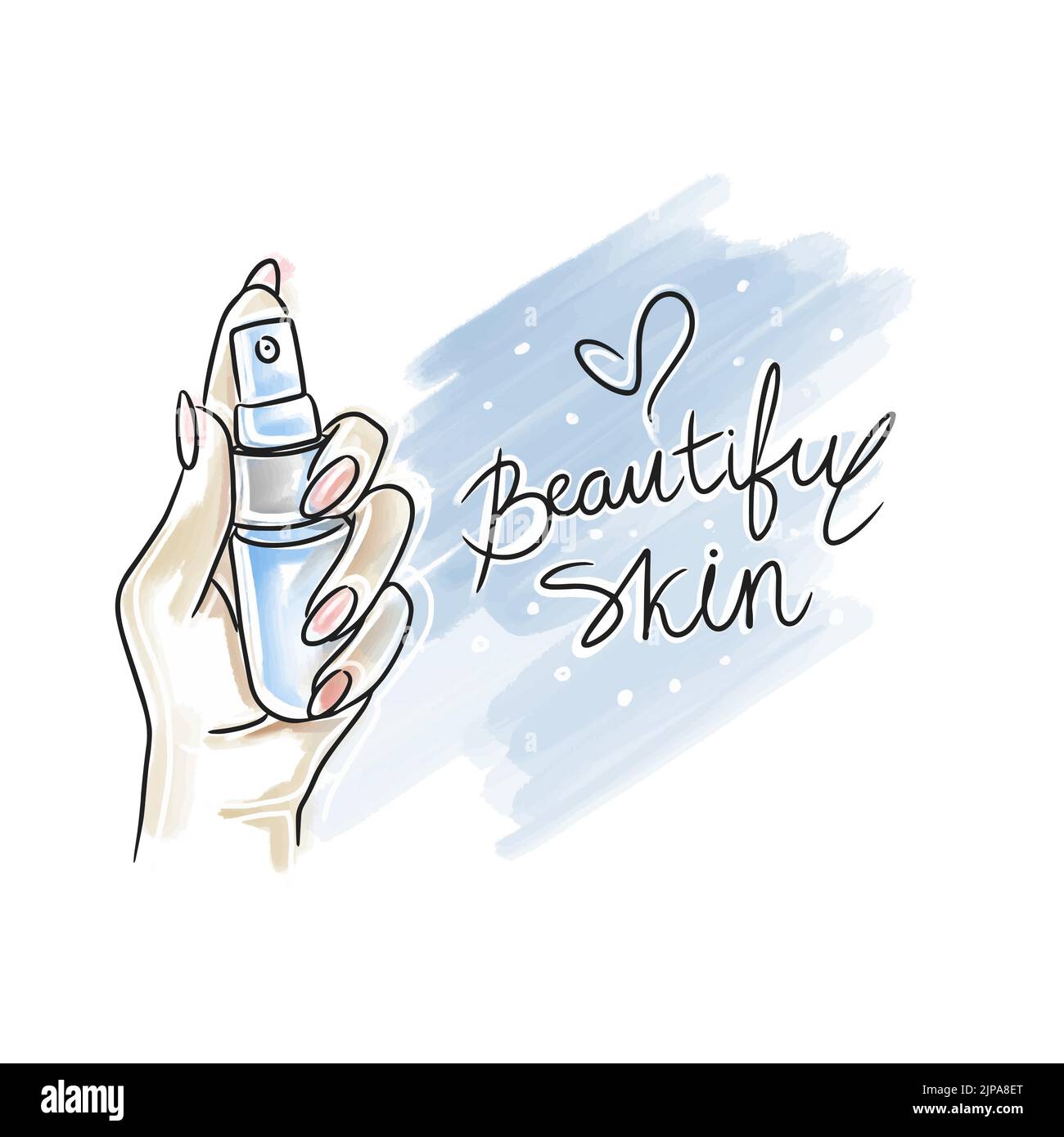 Beautiful skin, handwritten lettering, skin care cosmetics, hand ...