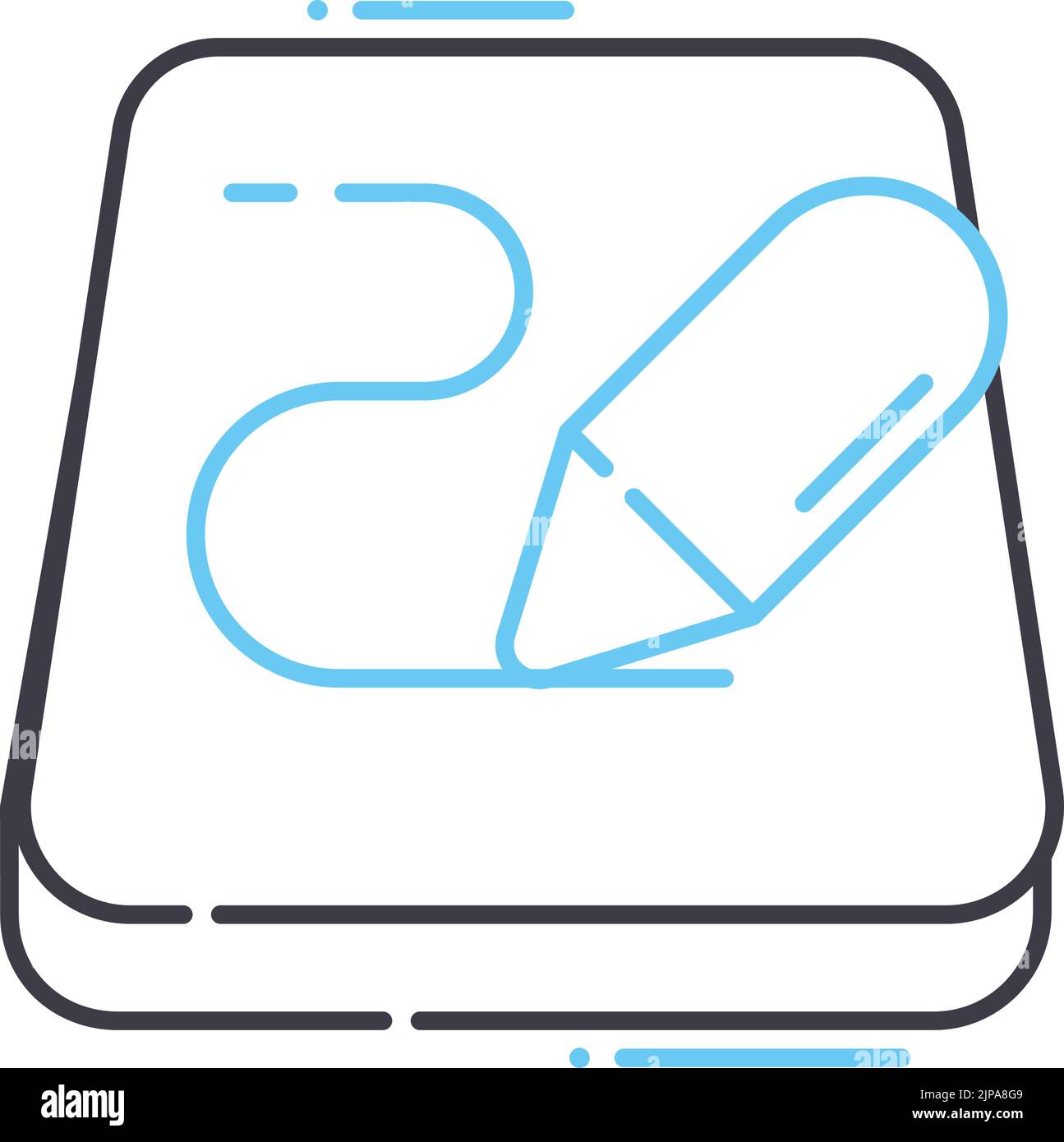 pen tablet device line icon, outline symbol, vector illustration ...