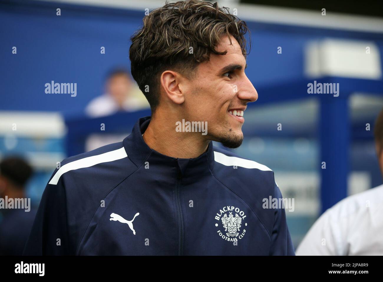 Theo Corbeanu #25 of Blackpool arrives at the stadium Stock Photo - Alamy