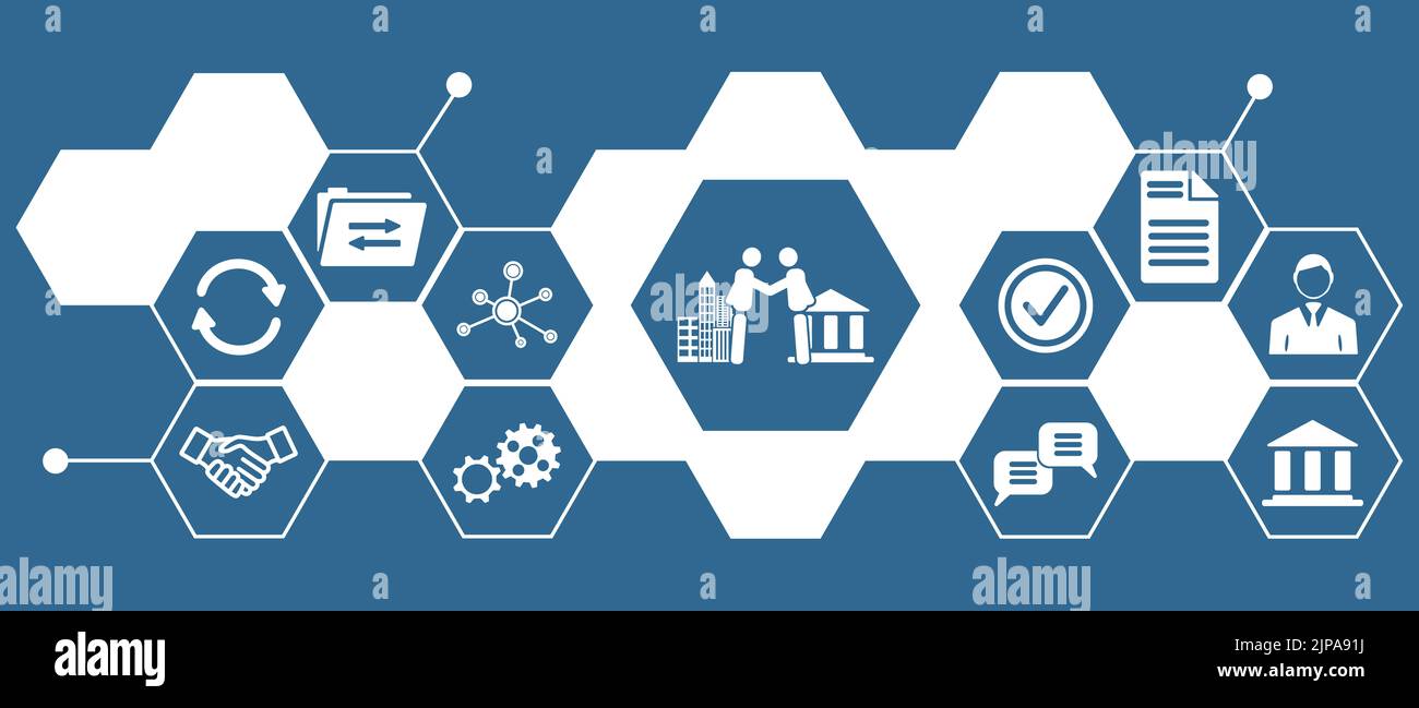 Concept of b2g with connected icons Stock Photo - Alamy