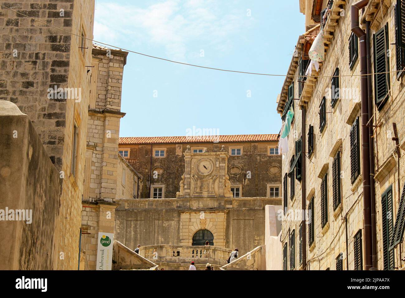 View of the old ancient buildings, famous landmark in Dubrovnik old ...