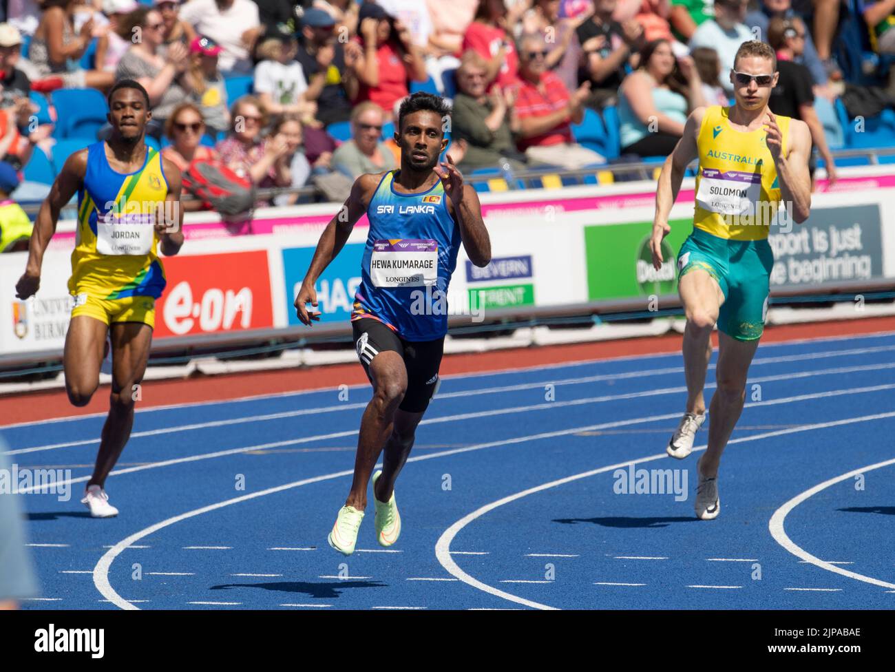Kalinga Hewa-Kumarage of Sri Lanka competing in the men's 400m heats at the Commonwealth Games ...