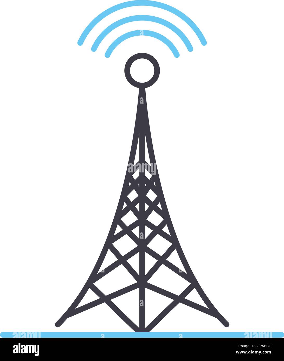 signal tower line icon, outline symbol, vector illustration, concept ...