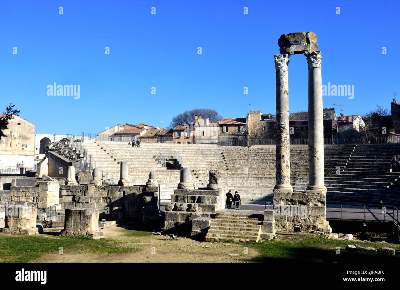 Roman amphitheater in Arles, France Stock Photo - Alamy