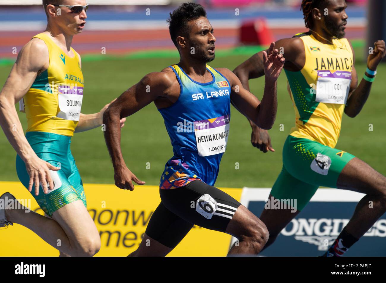 Kalinga Hewa-Kumarage of Sri Lanka competing in the men's 400m heats at the Commonwealth Games ...