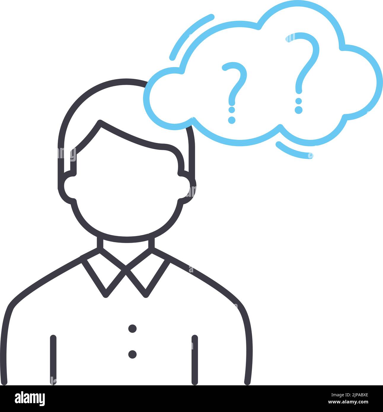 thinking line icon, outline symbol, vector illustration, concept sign ...