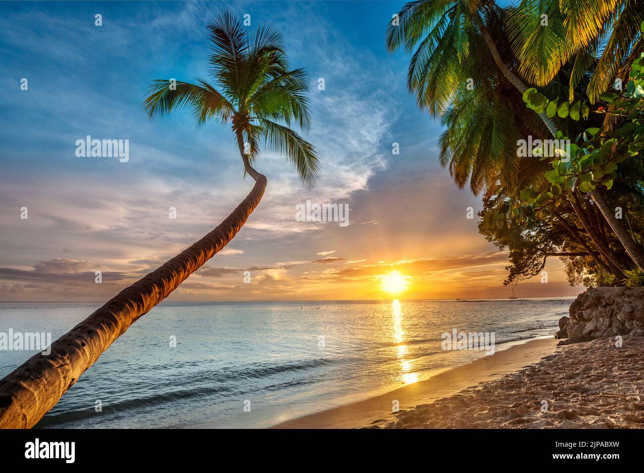 Beach of Holetown, Sunset St. Thomas Perish, Barbados ,Caribbean Stock ...