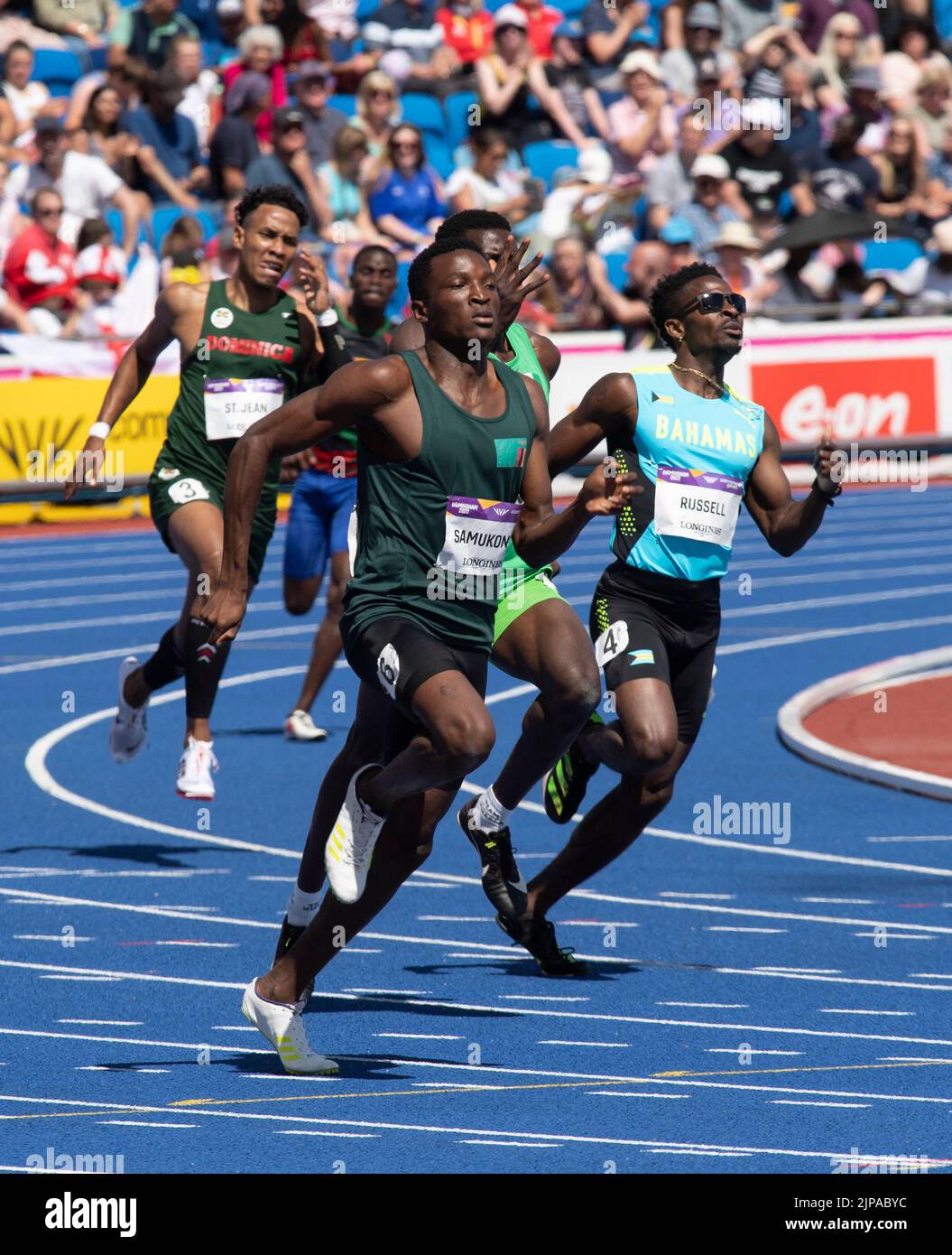 Muzala Samukonga and Alonzo Russell competing in the men's 400m heats ...