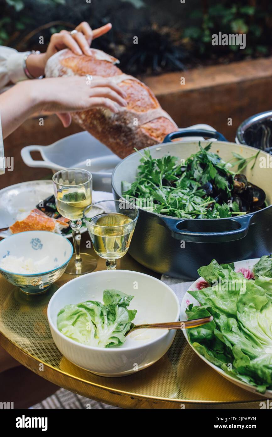 Wine food party table hi-res stock photography and images - Alamy