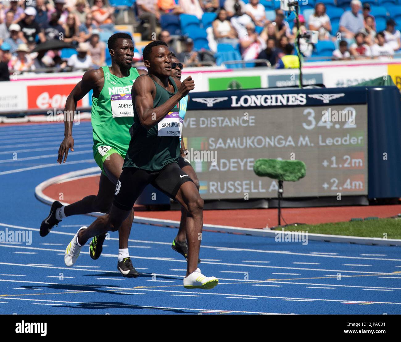 Muzala Samukonga competing in the men's 400m heats at the Commonwealth ...