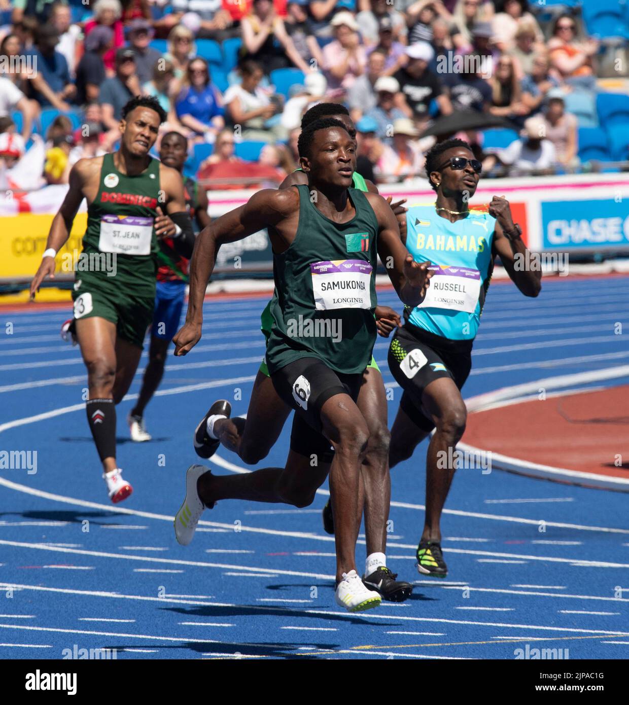 Muzala Samukonga and Alonzo Russell competing in the men's 400m heats ...