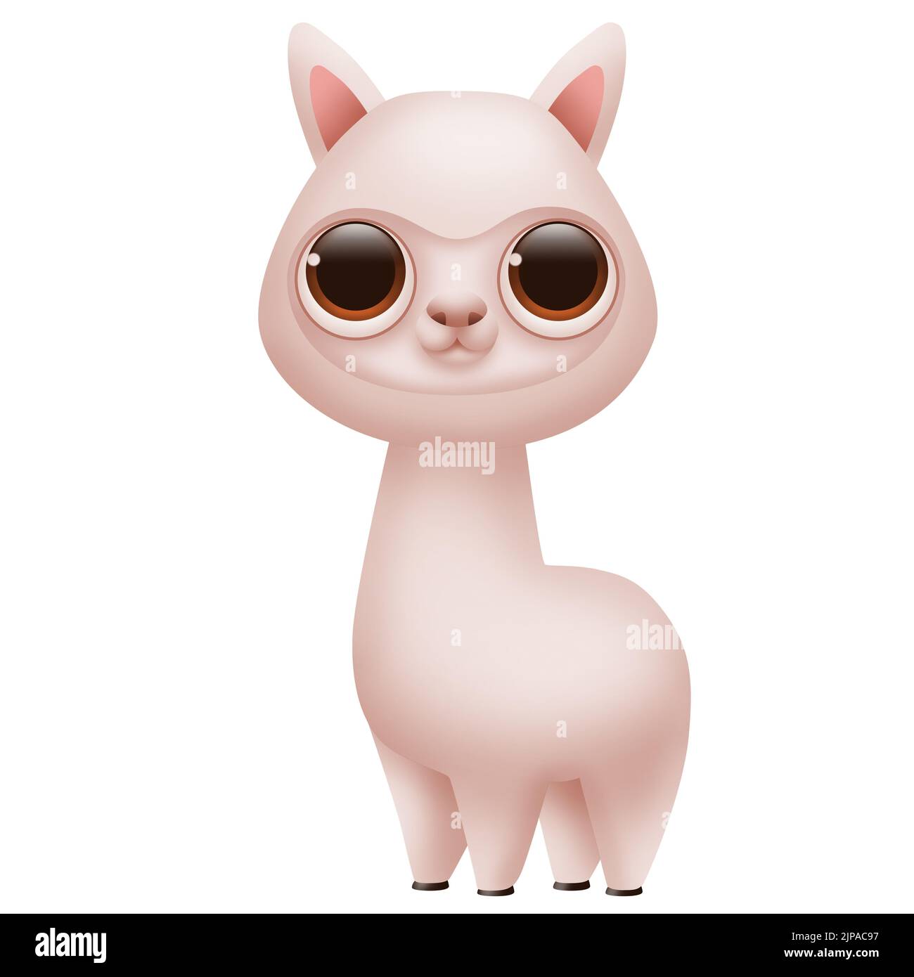 Cartoon fluffy alpaca isolated on white background. Cute illustration ...