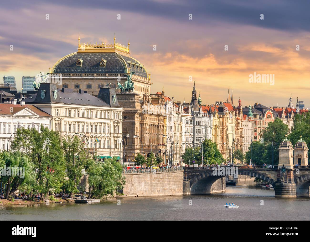 Prague, Czech Republic - June 2022: Beautiful view at sunset with the ...