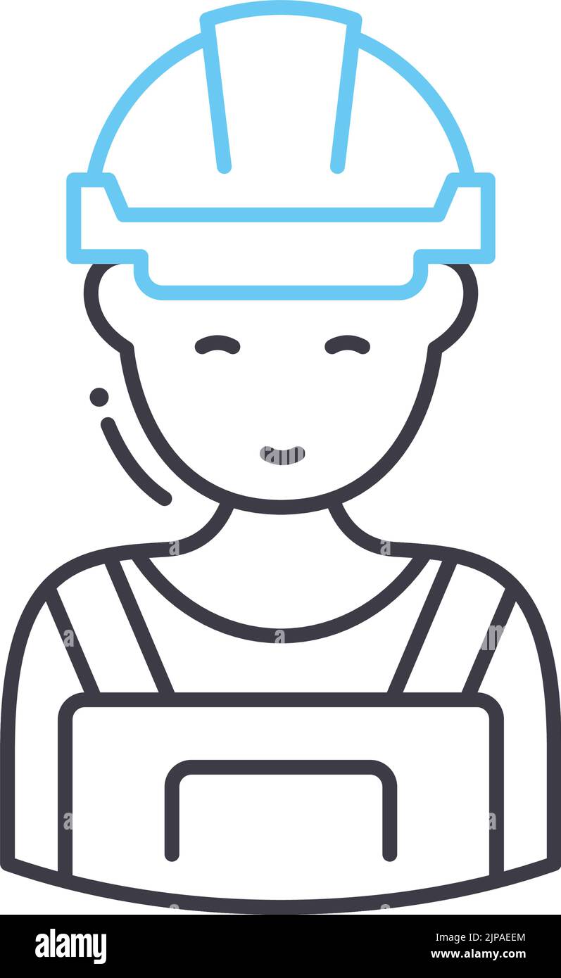 general labourer line icon, outline symbol, vector illustration ...