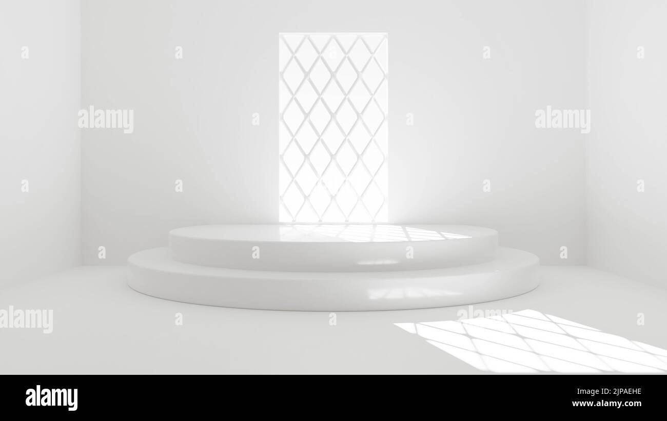 White podium on white natural background for product display and enough ...
