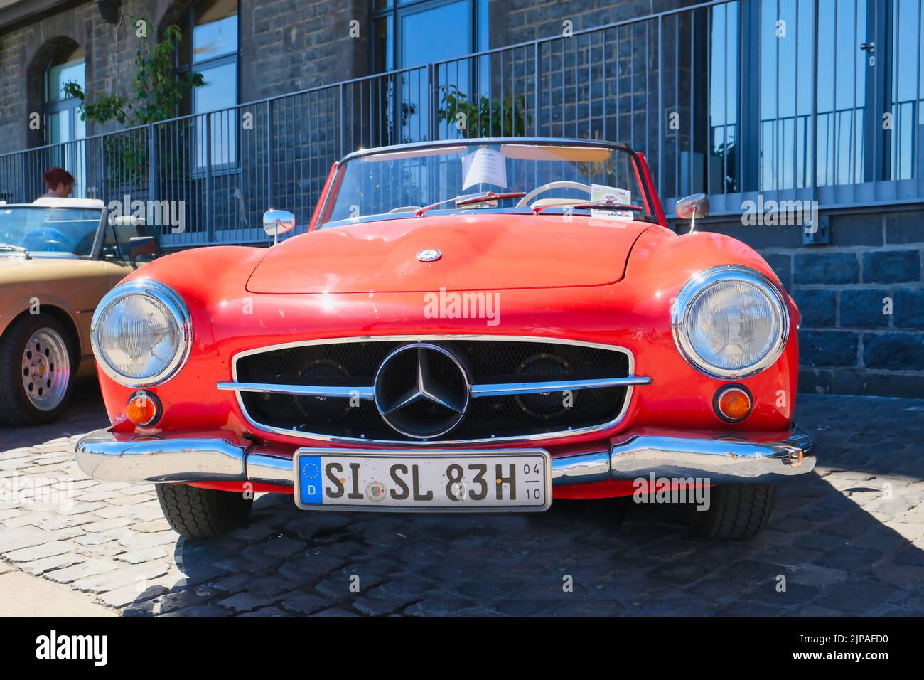 Mercedes 190 SL cabrio, roadster in red from the fifties at the ...