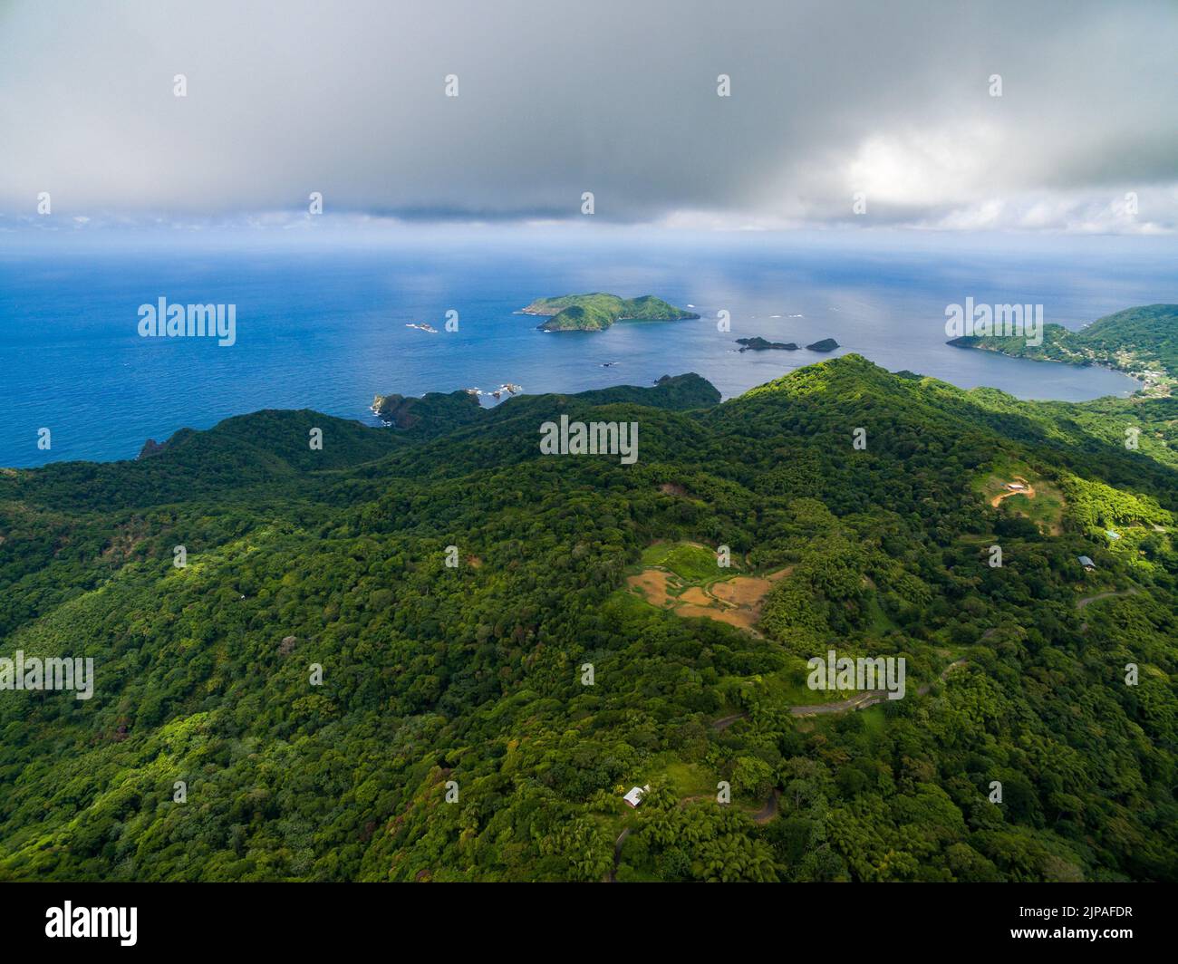 Drone pictures of coastline and end of the Main Ridge of Tobago's North ...
