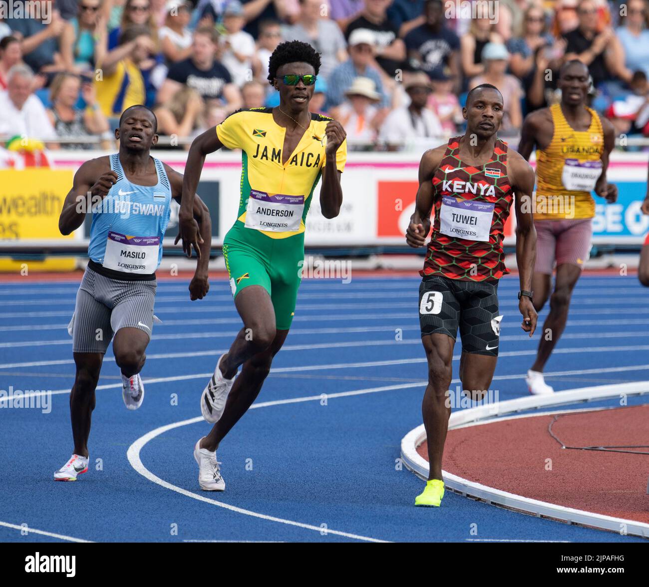 Boitumelo Masilo and Navasky Anderson competing in the 800m heats at the Commonwealth Games at ...