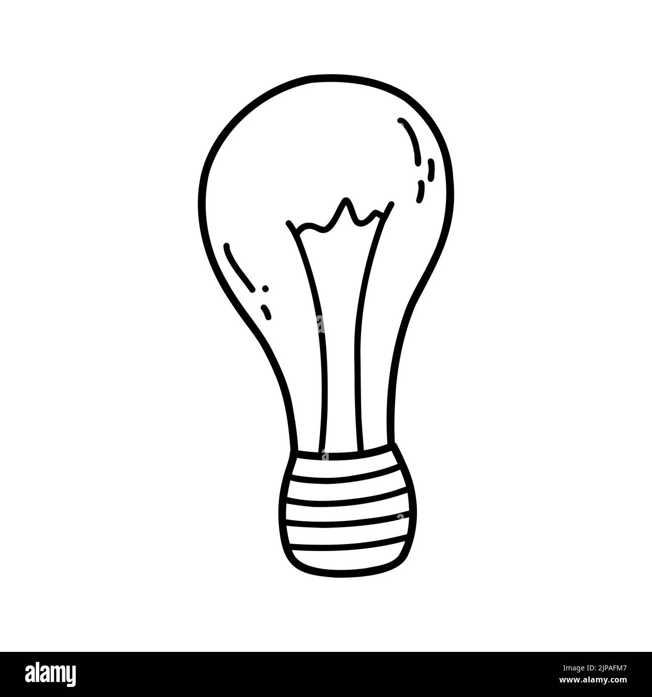 Hand drawn doodle light bulb icon. Vector sketch illustration of black ...