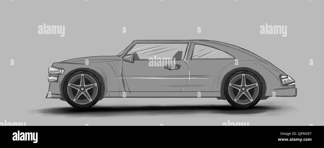Concept car, sketch - digital painting Stock Photo - Alamy