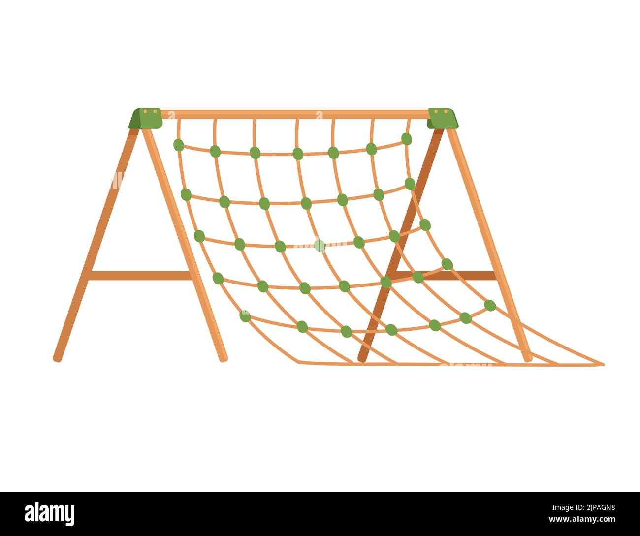 Boy sitting on climbing rope wall net playground illustration Stock ...
