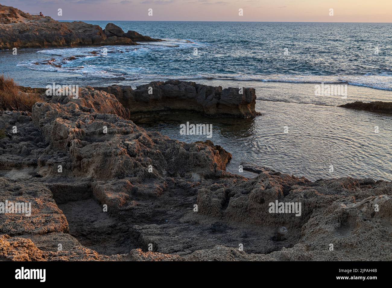 Haifa, Israel, August 13, 2022, Tel Dor Park. Ruins of the ancient city ...