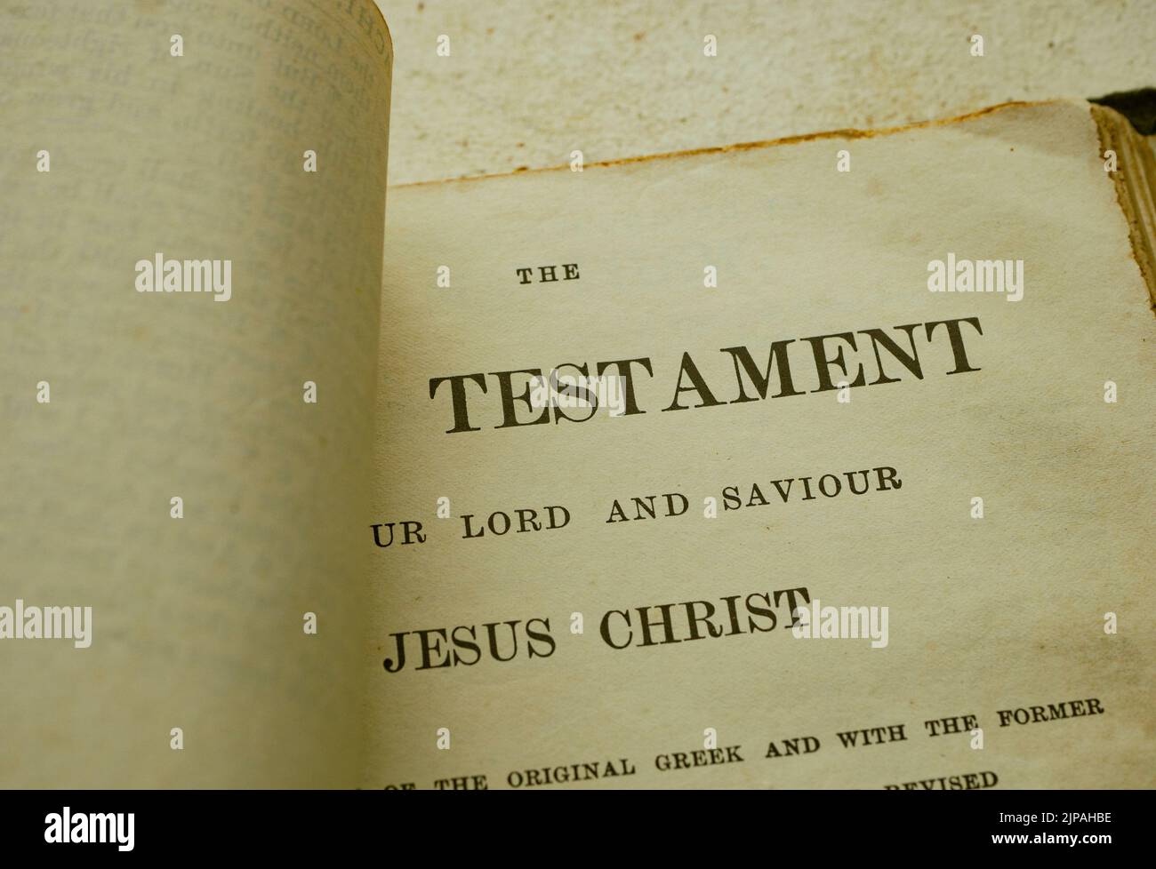 Close up of Old English Antique Holy Bible Stock Photo - Alamy