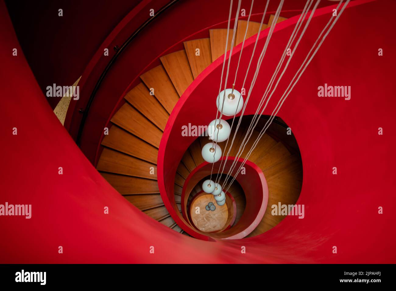 The red spiral stairs is very famous in Shanghai Stock Photo - Alamy