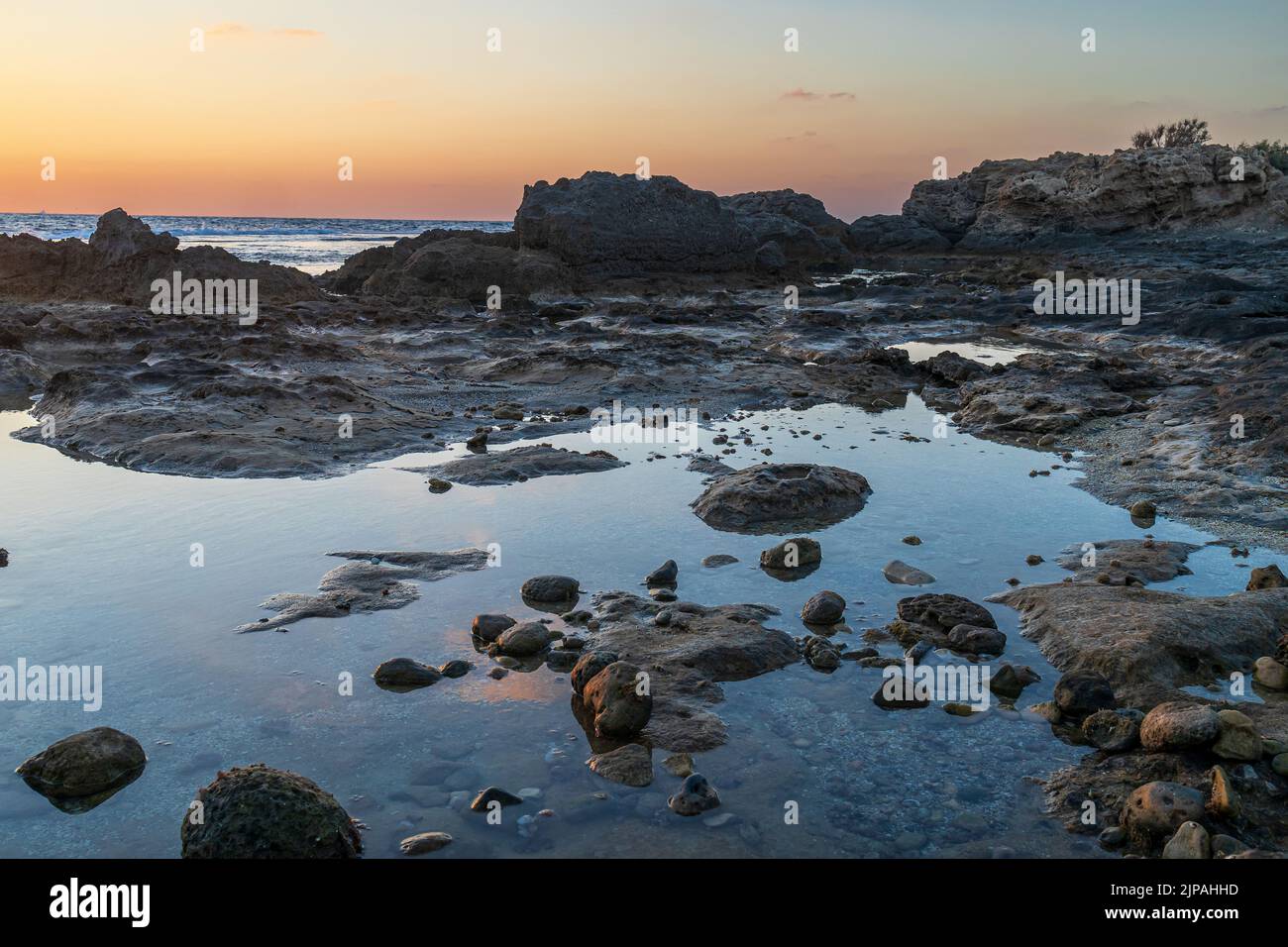 Haifa, Israel, August 13, 2022, Tel Dor Park. Ruins of the ancient city ...