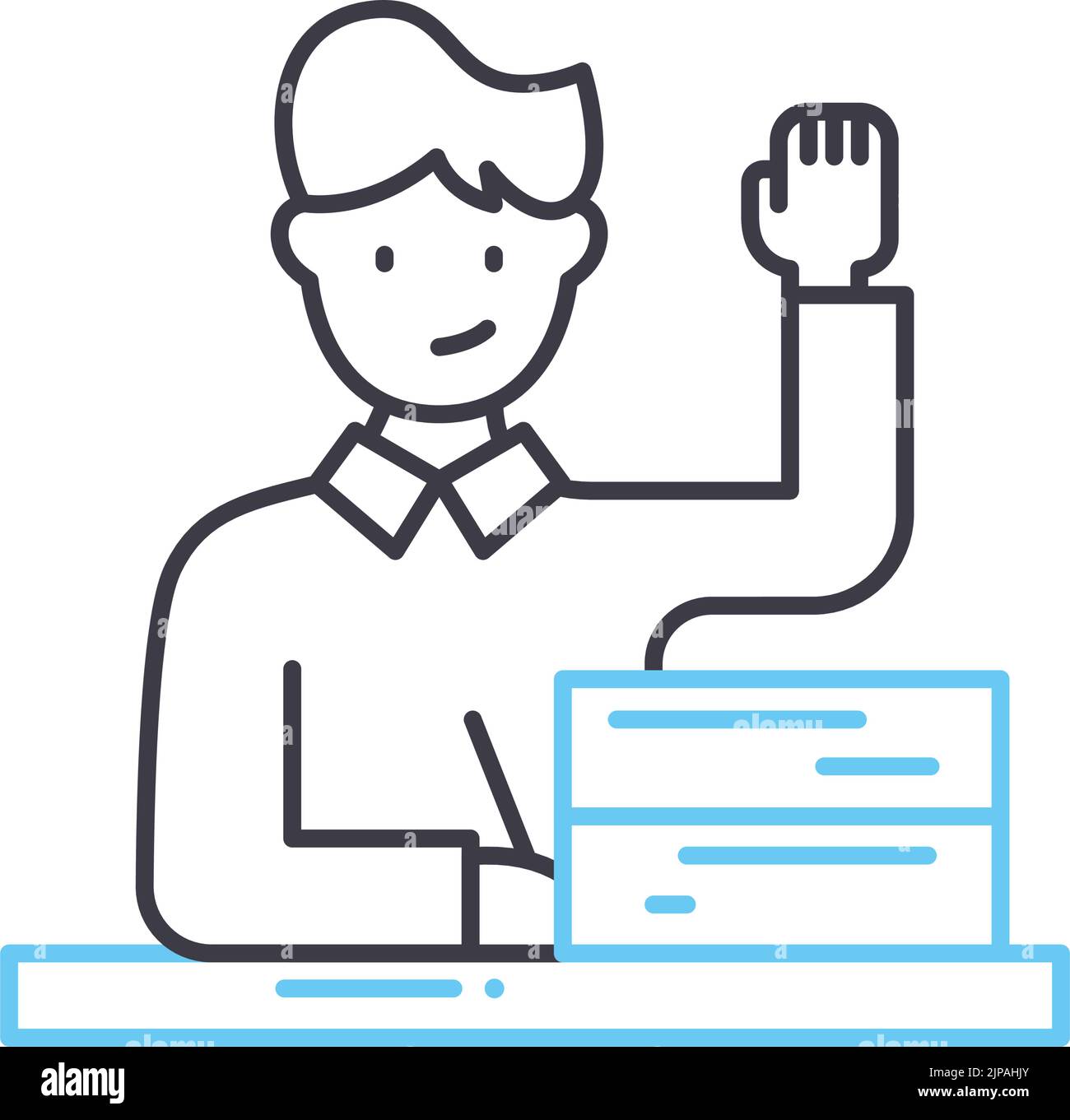 signing contract line icon, outline symbol, vector illustration ...