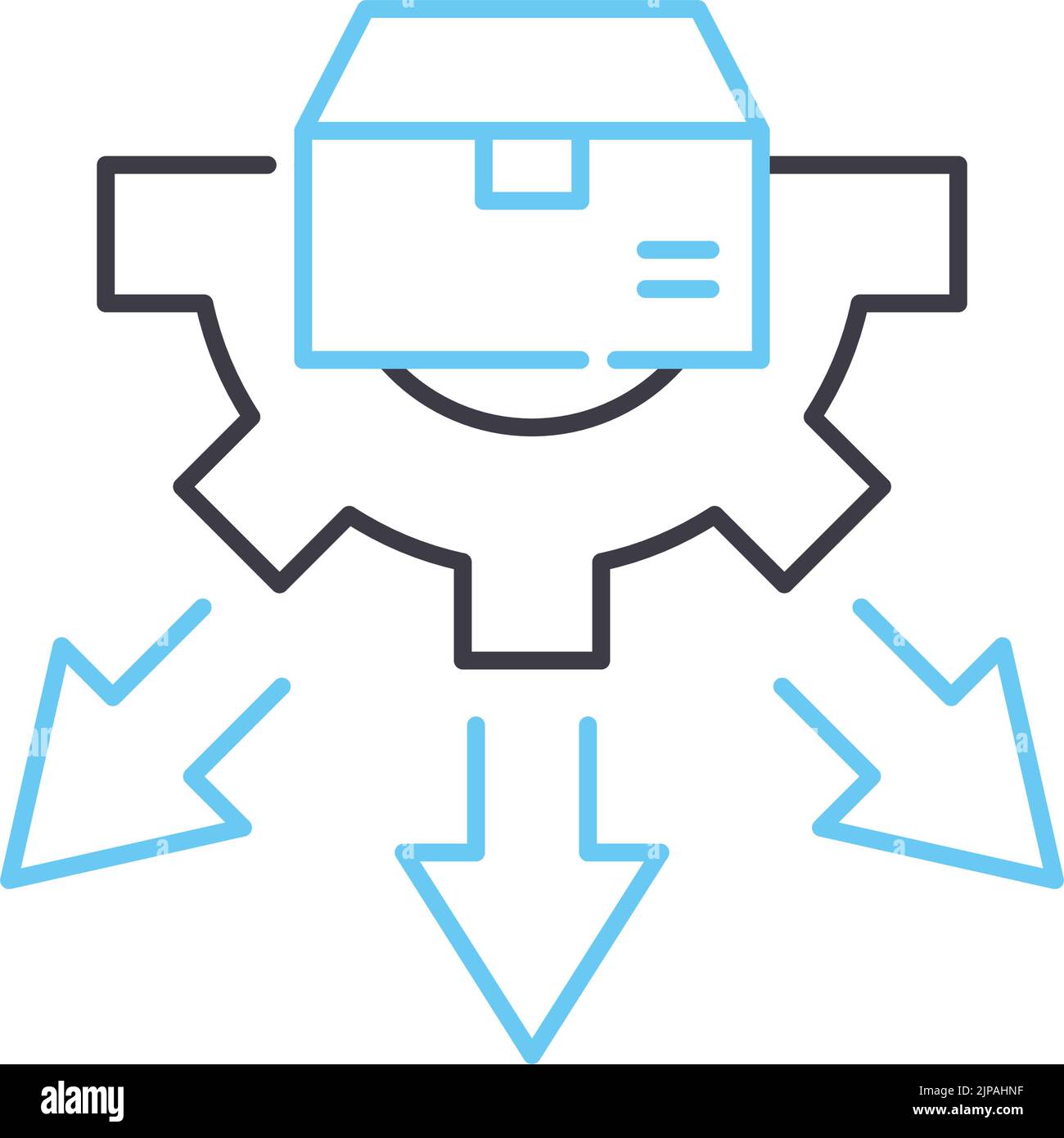 production line icon, outline symbol, vector illustration, concept sign ...